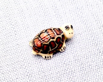 Miniature Ceramic Turtle Mini Baby Reptile Egg Animal Cute Little Brown ...