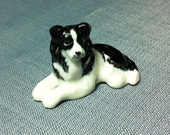 Miniature Ceramic Border Collie Dog Sitting Animal Funny Cute - Etsy