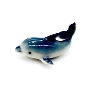 Miniature Ceramic Dolphin Funny Fish Sea Animal Little Grey White ...