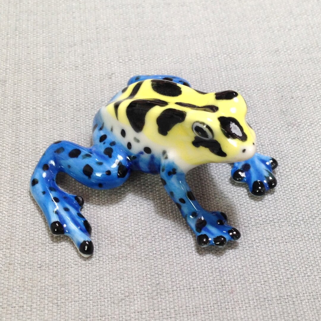 Miniature Ceramic Frog Toad Animal Cute Little Tiny Small Blue Yellow ...