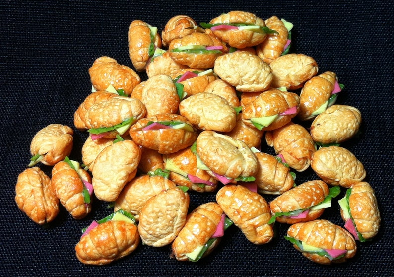20 Miniature Ham Cheese Salad Croissants Clay Polymer Bread - Etsy