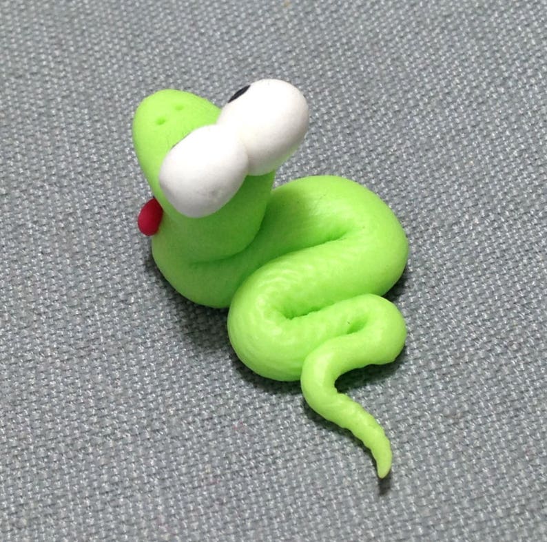Miniature Funny Snake Green Clay Polymer Cute Little Tiny - Etsy