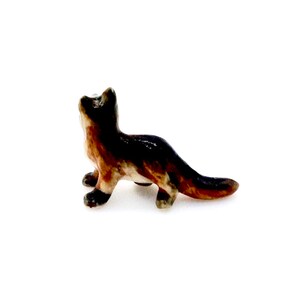 Miniature Ceramic Fox Animal Forest Cute Little Tiny Small Brown White ...