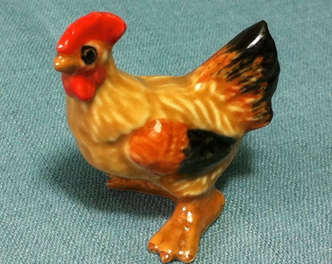 Miniature Ceramic Rooster Hen Chicken Animal Cute Little Tiny Small ...