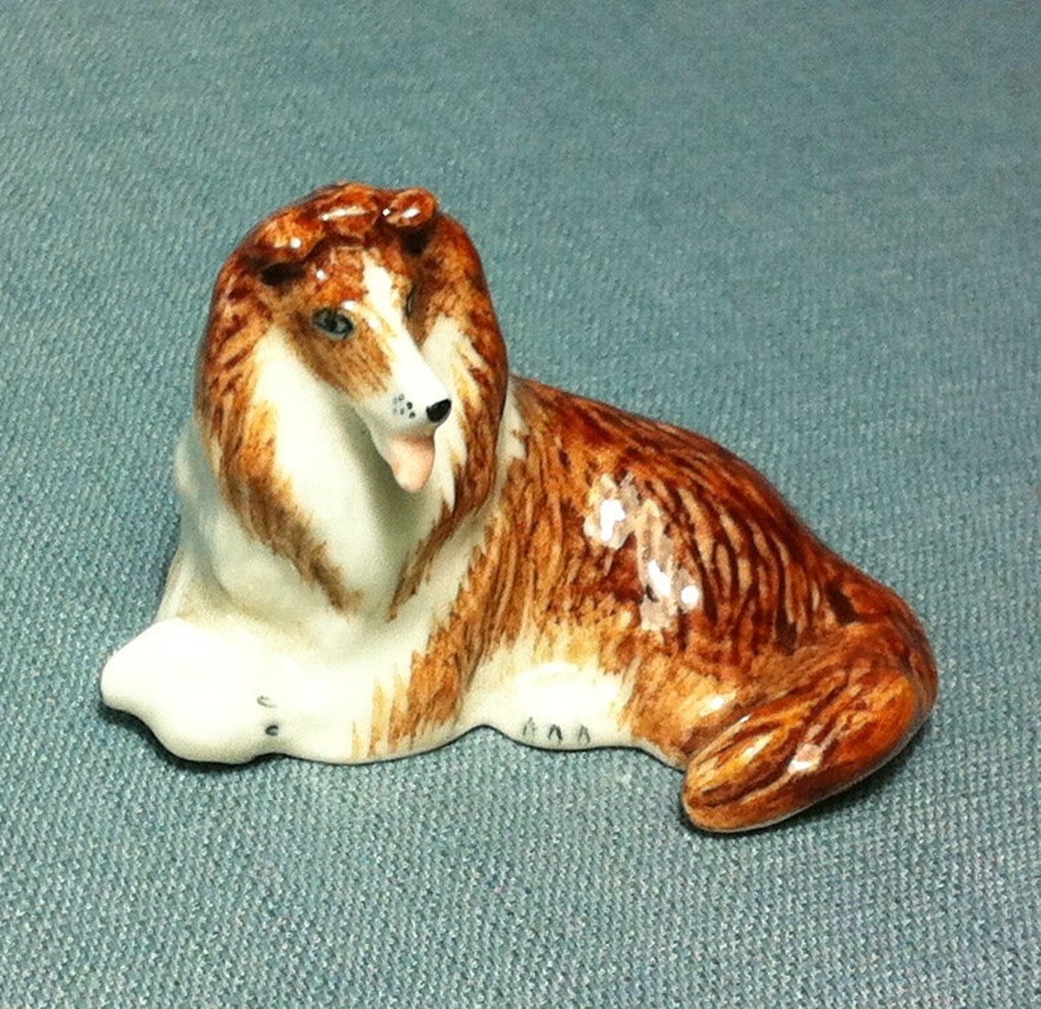 Miniature Ceramic Collie Dog Laying Animal Cute Tiny Small | Etsy