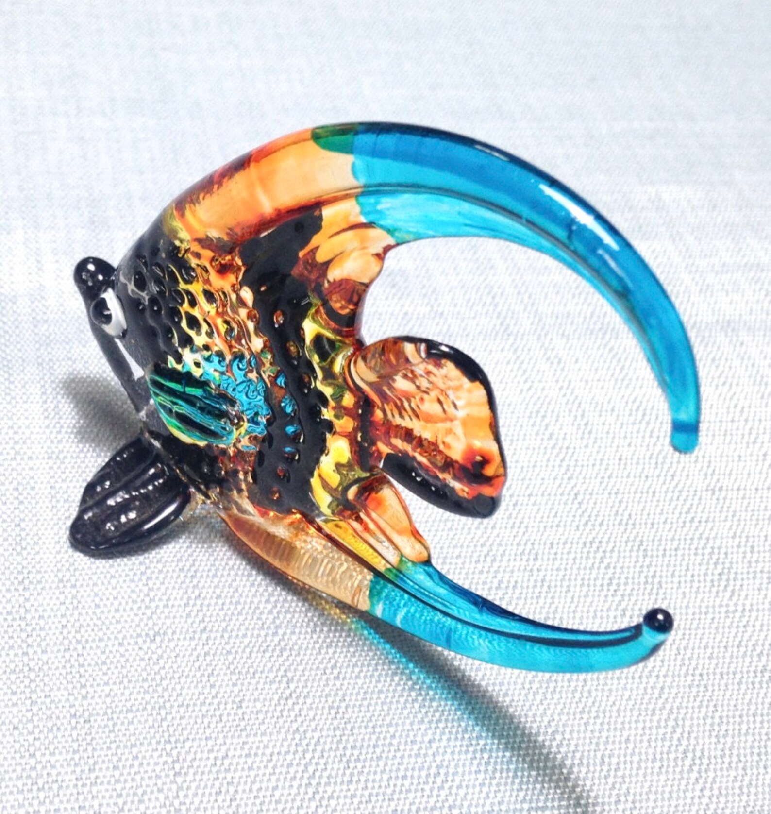 Hand Blown Glass Exotic Fish Sea Animal Cute Blue Orange Black - Etsy
