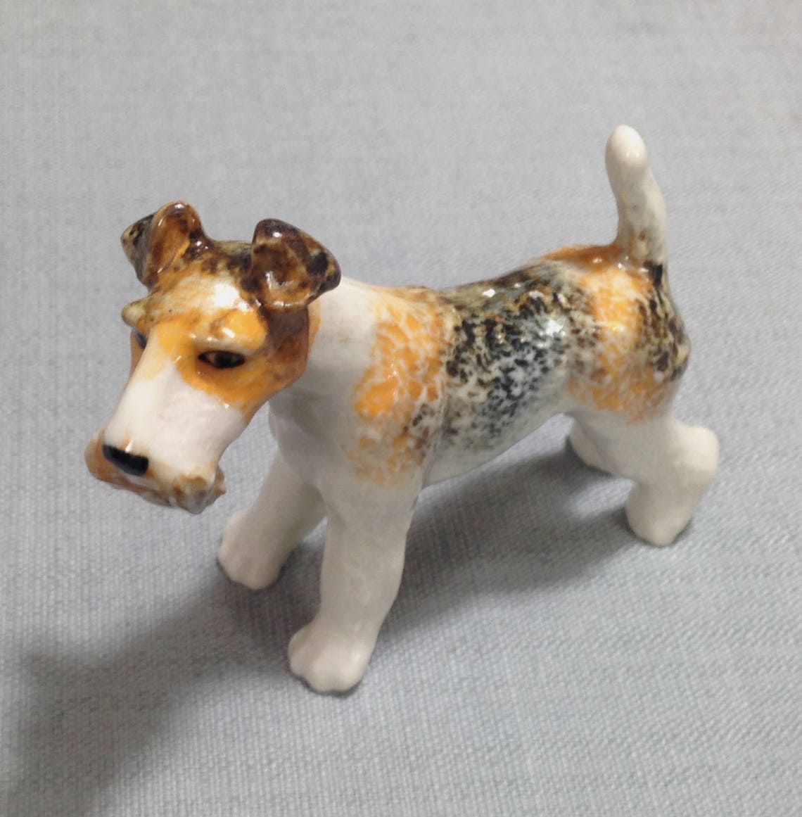 Miniature Ceramic Fox Terrier Dog Animal Cute Little Small | Etsy