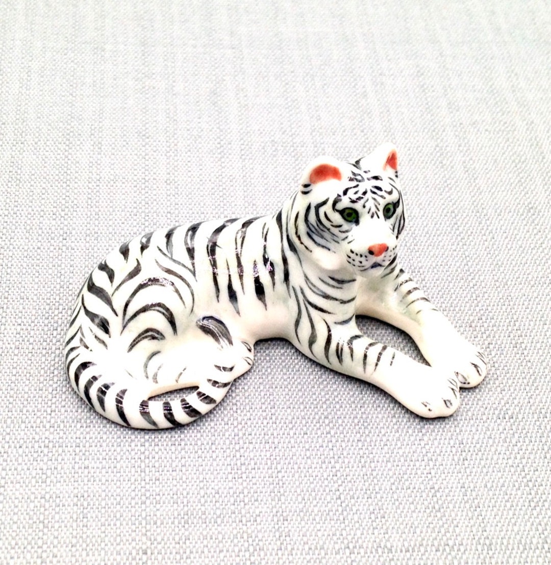 Miniature Ceramic Tiger Sitting Feline Wild Jungle Animal Cute Little ...