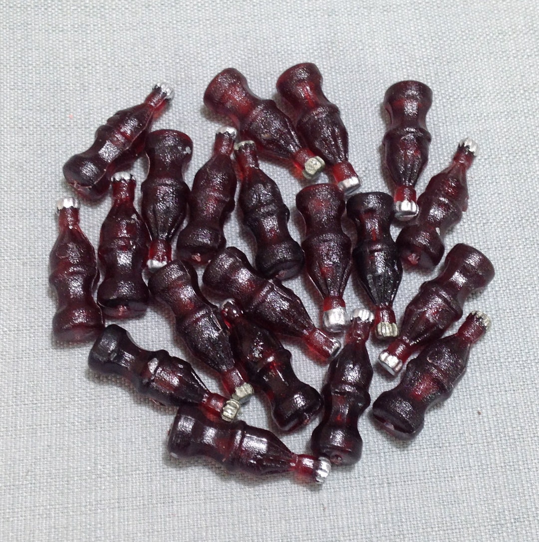 20 Miniature Dollhouse Cola Tiny Bottles Plastic Drinks Refreshment ...