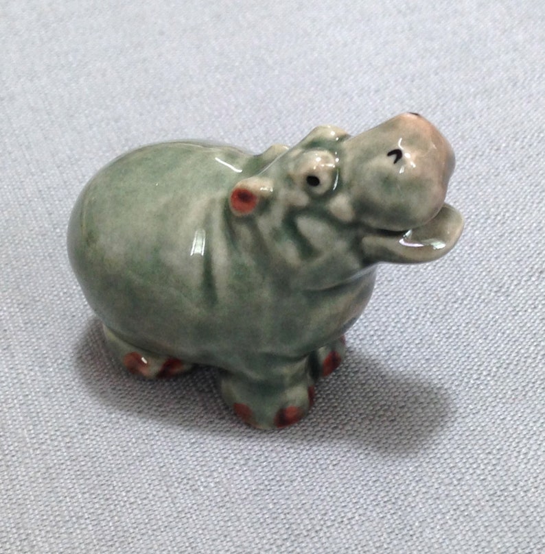 Miniature Ceramic Hippo Hippopotamus Animal Cute Little Tiny - Etsy