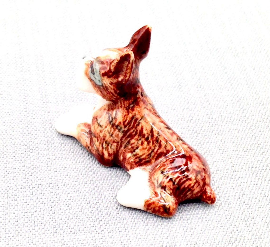 Miniature Ceramic Brindle Boxer Sitting Dog Animal Cute Little - Etsy