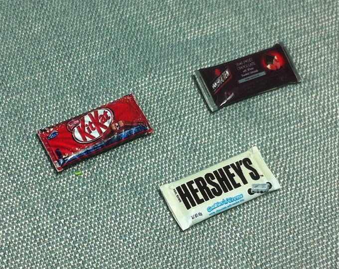 3 Chocolate Bars Pack Packet Miniature Rubber Food Supply Sweet Candy ...