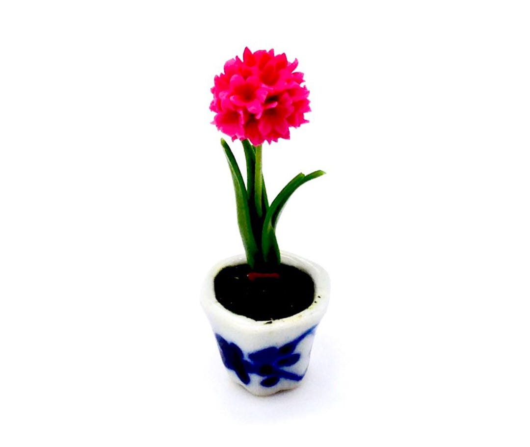 Miniature Dollhouse Artificial Flower Plant Allium Pink Green Clay ...