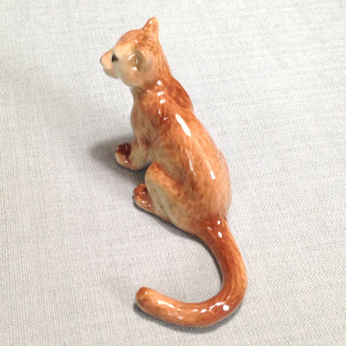 Miniature Ceramic Puma Sitting Animal Cute Little Small Brown - Etsy