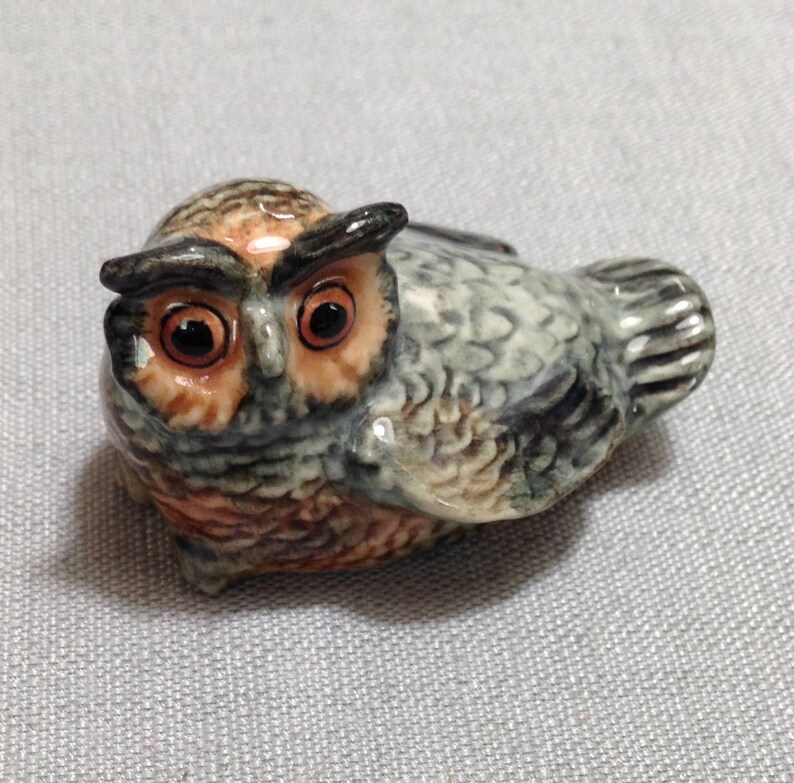 Miniature Ceramic Owl Bird Sitting Animal Cute Little Funny - Etsy