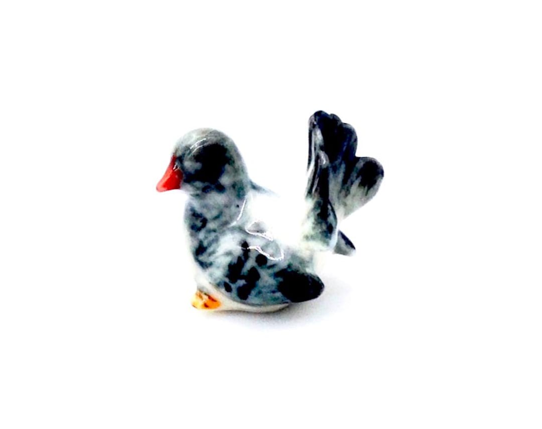 Miniature Ceramic Grey White Dove Bird Animal Little Figurine Tiny ...