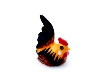 Miniature Ceramic Rooster Hen Chicken Animal Cute Little Tiny Small ...