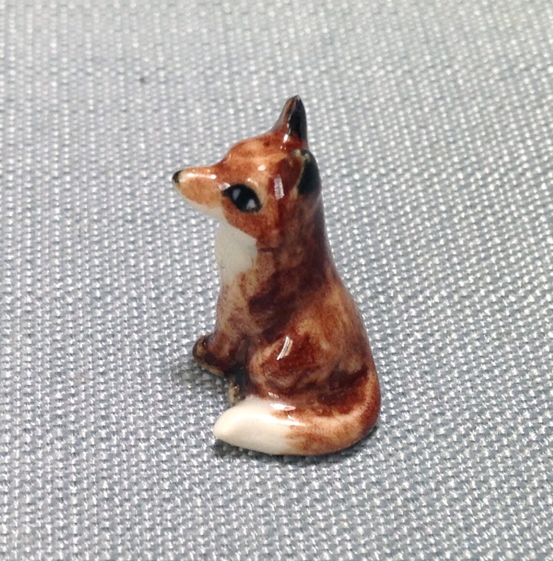 Miniature Ceramic Fox Sitting Animal Forest Cute Little Tiny | Etsy