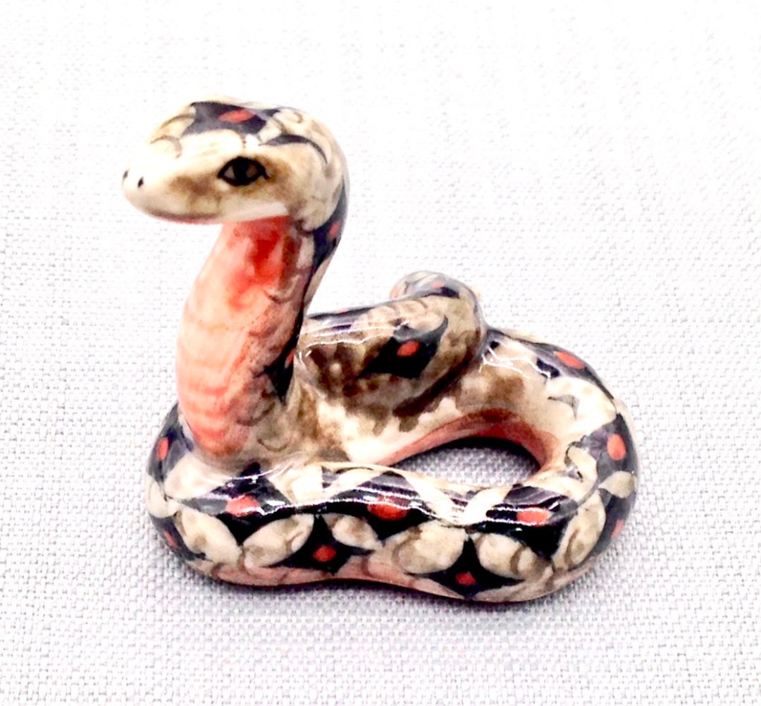 Miniature Ceramic Snake Reptile Cobra Mini Animal Cute Little Grey ...