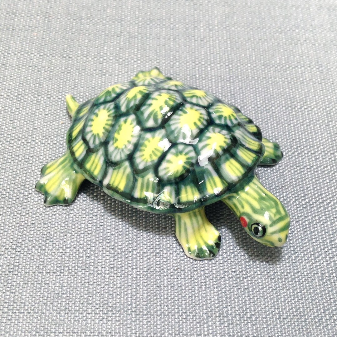 Miniature Ceramic Exotic Turtle Reptile Sea Animal Cute Little Green ...