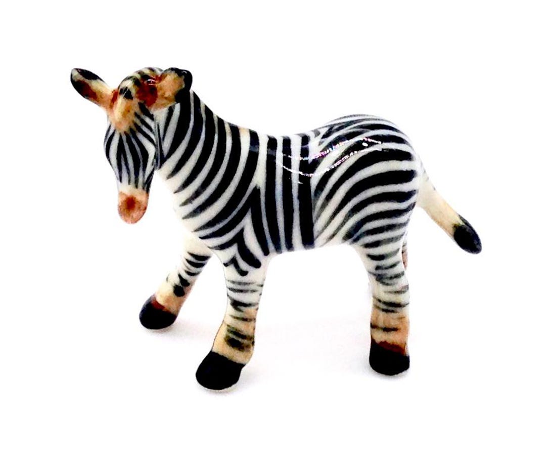 Miniature Ceramic Zebra Stripes Horse Animal Little White Black ...