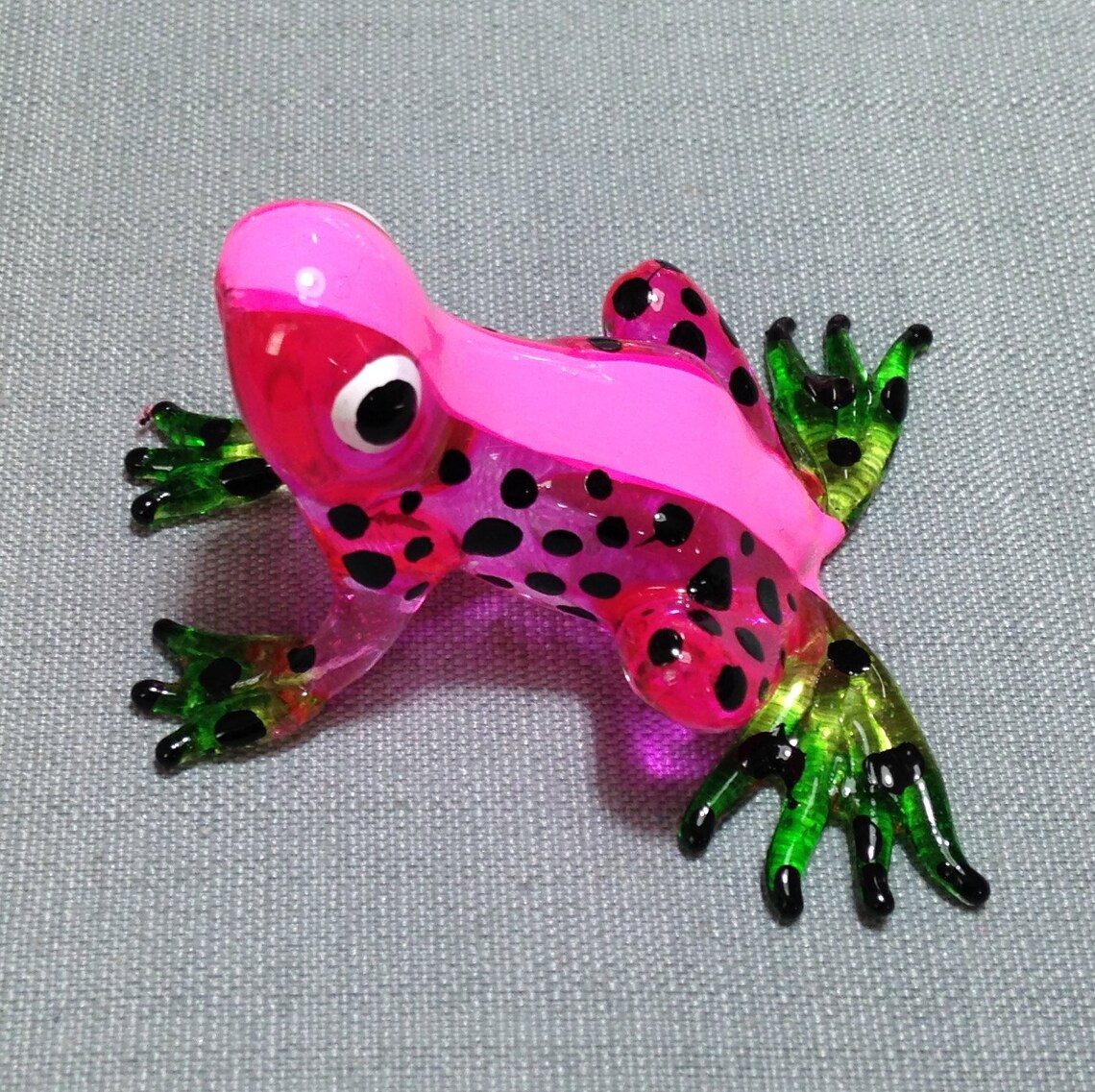 Hand Blown Glass Funny Miniature Toad Frog Reptile Animal Pink - Etsy