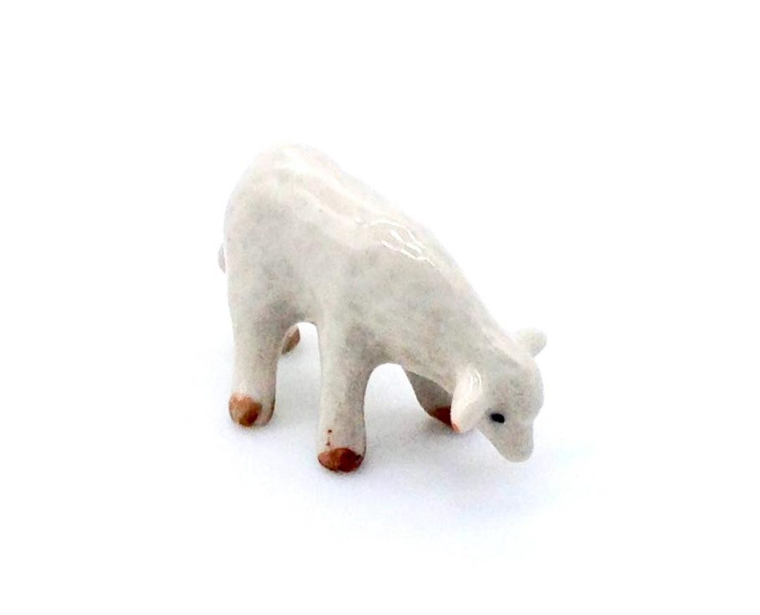 Miniature Ceramic Lamb Baby Sheep Mini Animal Little White Figurine ...