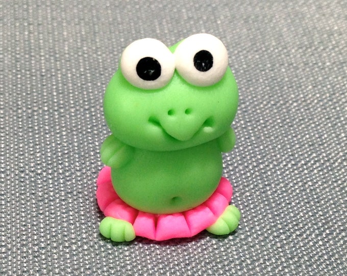 Miniature Funny Frog Baby Green Clay Polymer Cute Little Dollhouse Hand ...