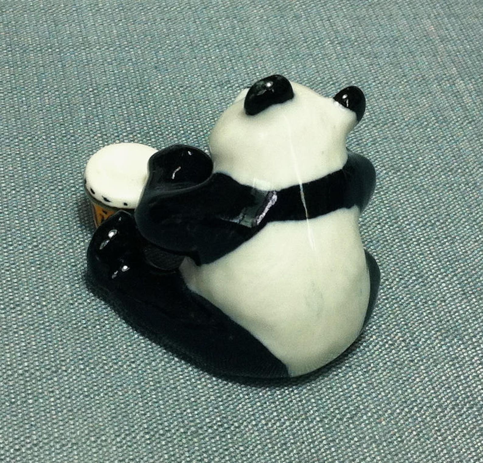 Miniature Ceramic Panda Bear Funny Animal Musician Play Bongos | Etsy