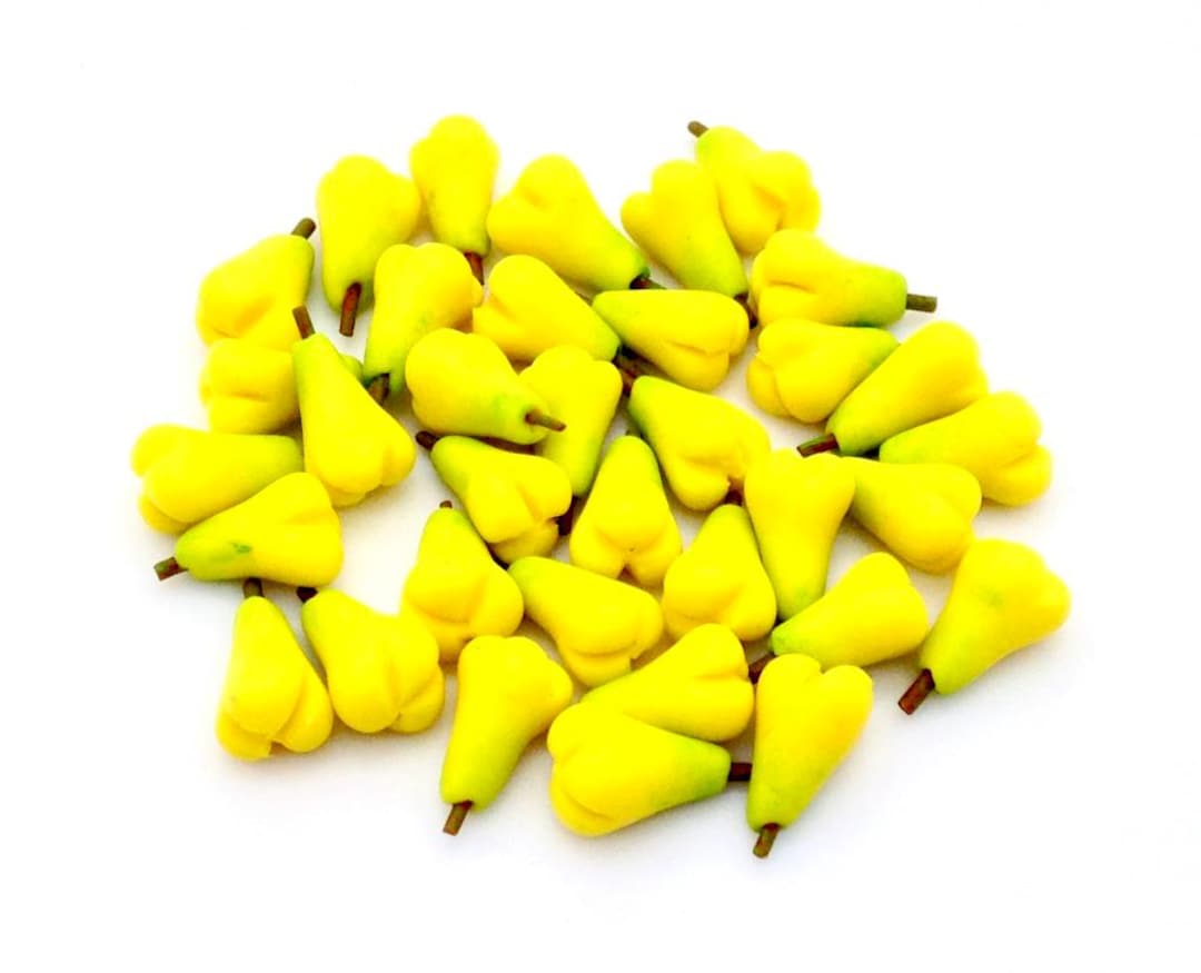 20 Miniature Dollhouse Yellow Pears Fruit Clay Polymer Fruits Fimo Cute ...