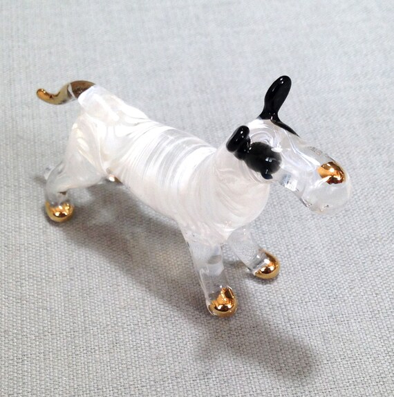 Hand Blown Glass Miniature Dog Animal Cute Bull Terrier Black | Etsy