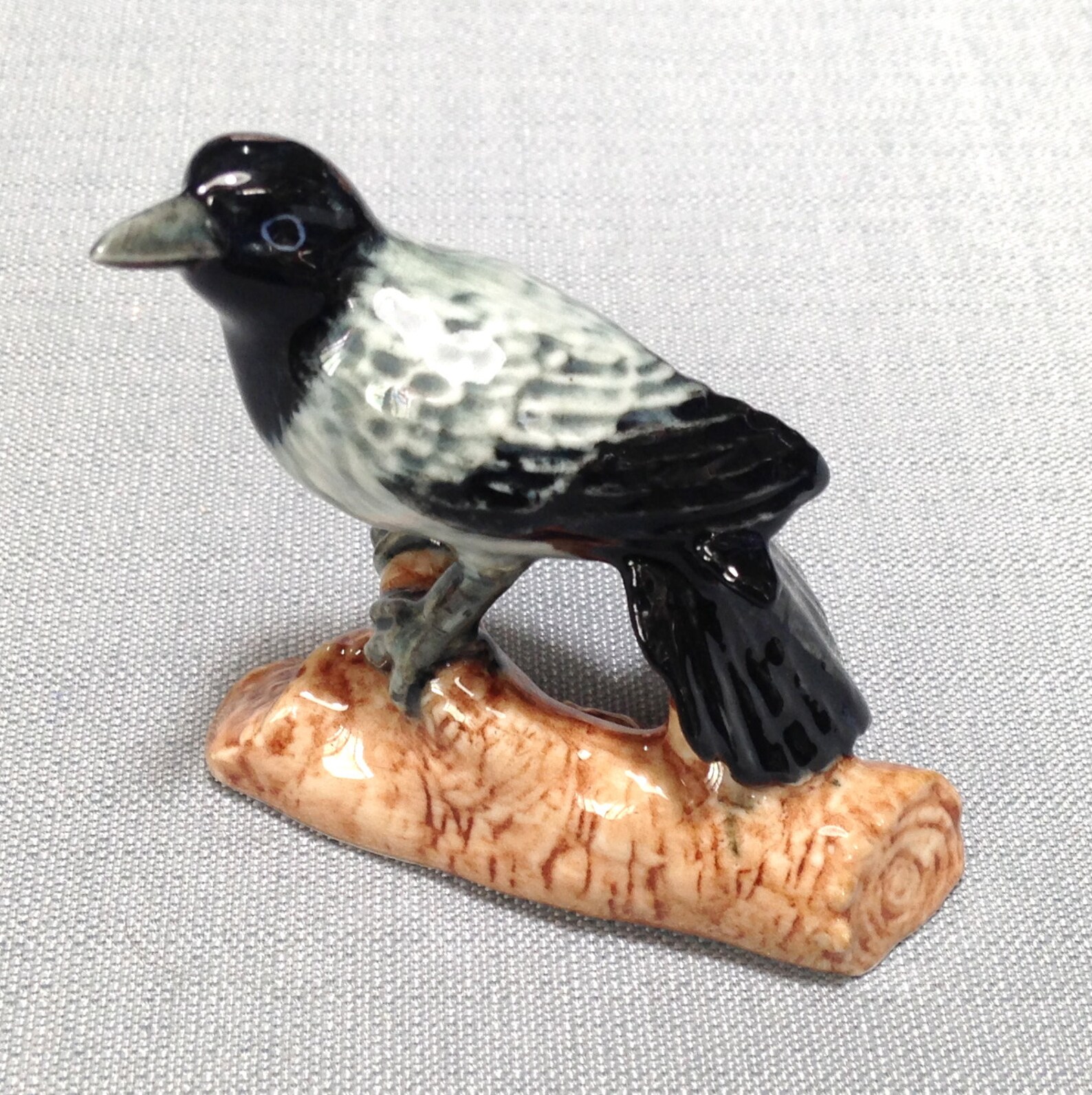 Miniature Ceramic Crow Bird Wood Log Animal Cute Little Small - Etsy