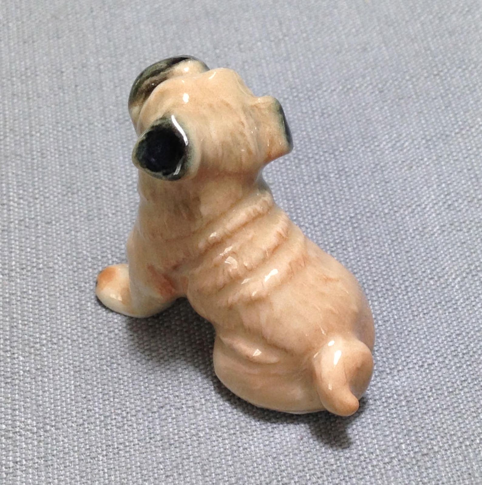 Miniature Ceramic Dog Bulldog Sitting Animal Funny Cute Little - Etsy