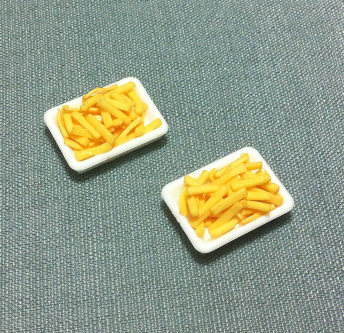 2 French Fries Trays Miniature Clay Polymer Fimo Plastic | Etsy