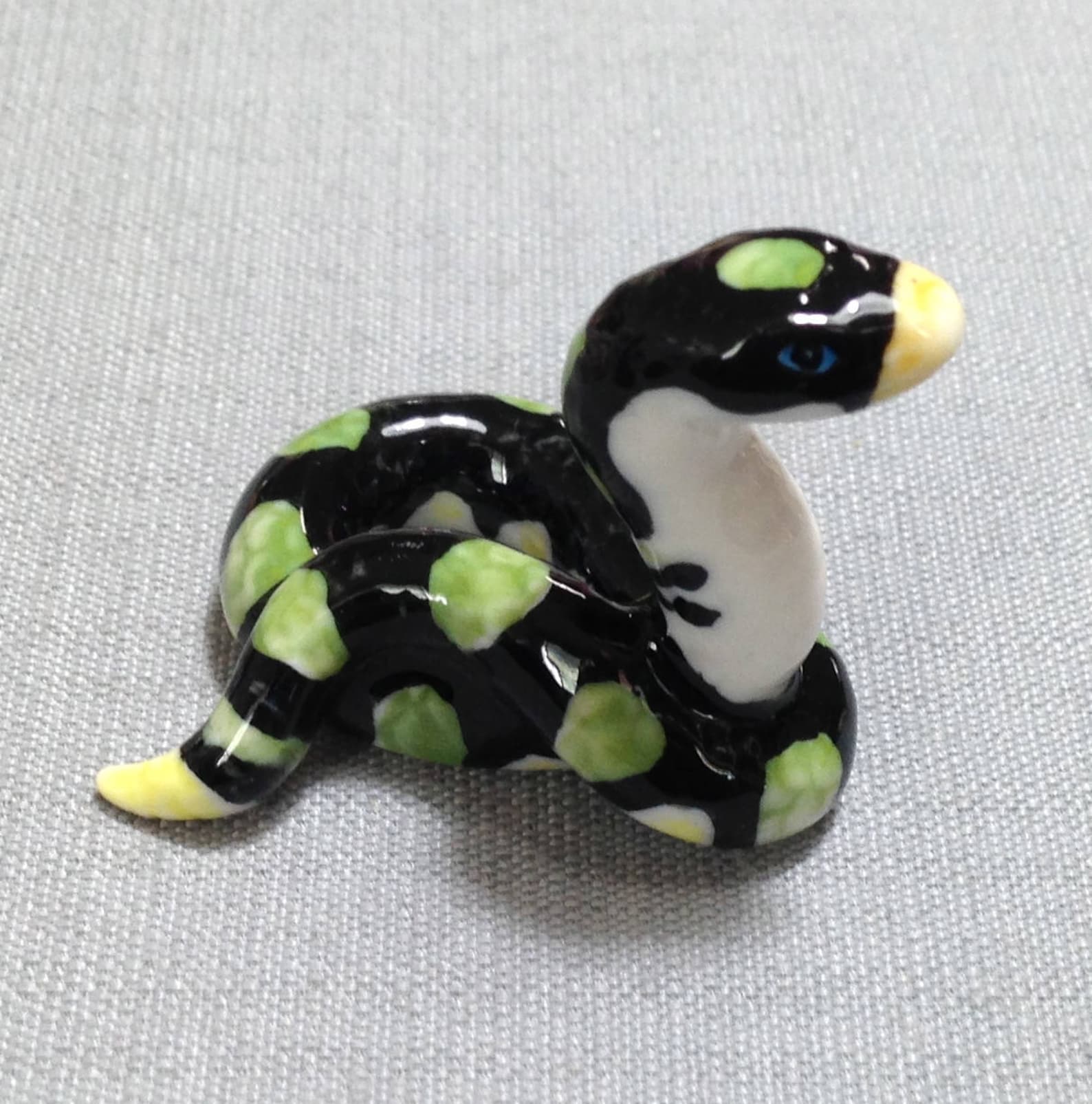 Miniature Ceramic Snake Reptile Mini Animal Cute Little Small Black ...