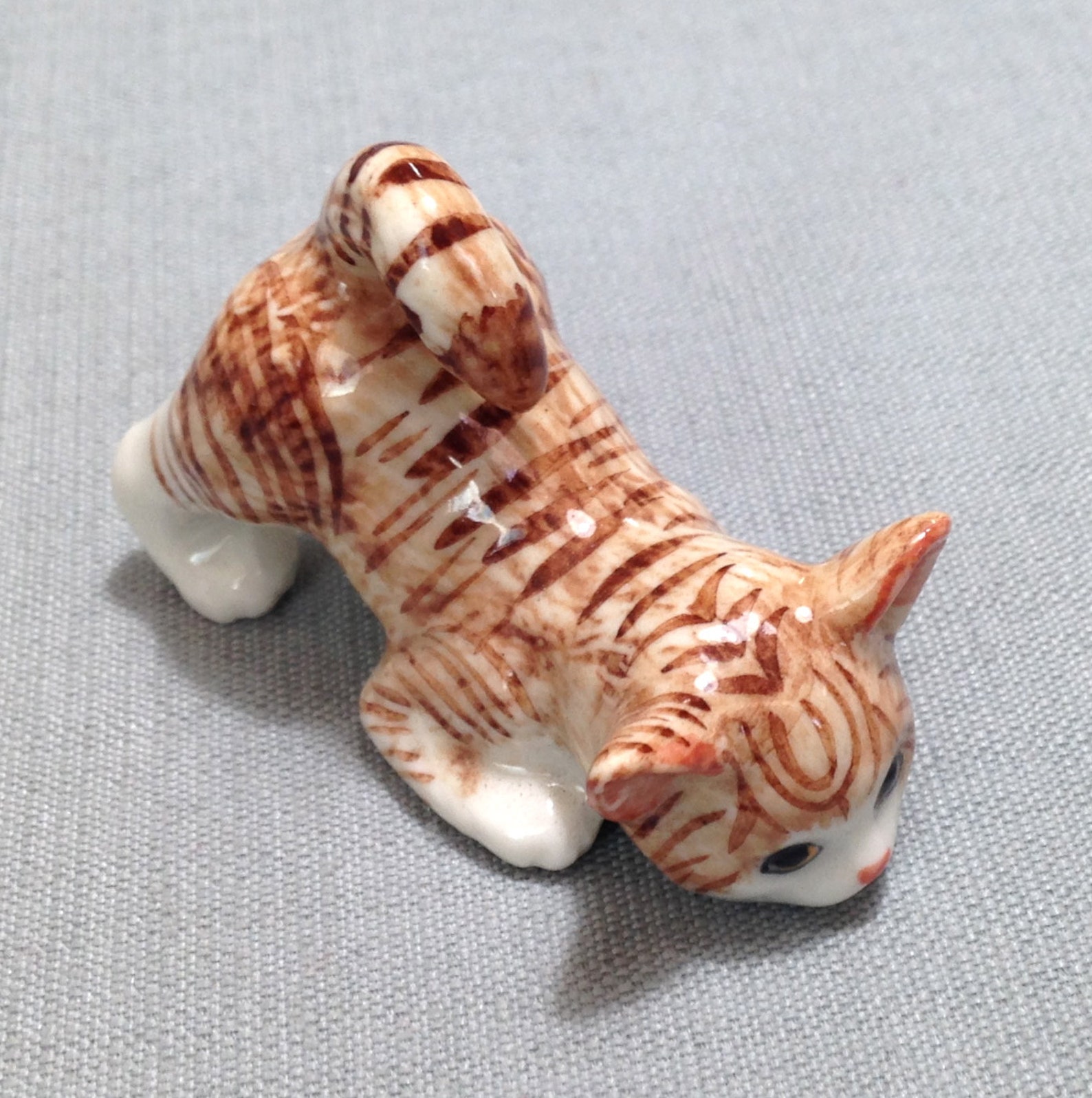 Miniature Ceramic Cat Kitty Funny Kitten Playing Animal Cute - Etsy