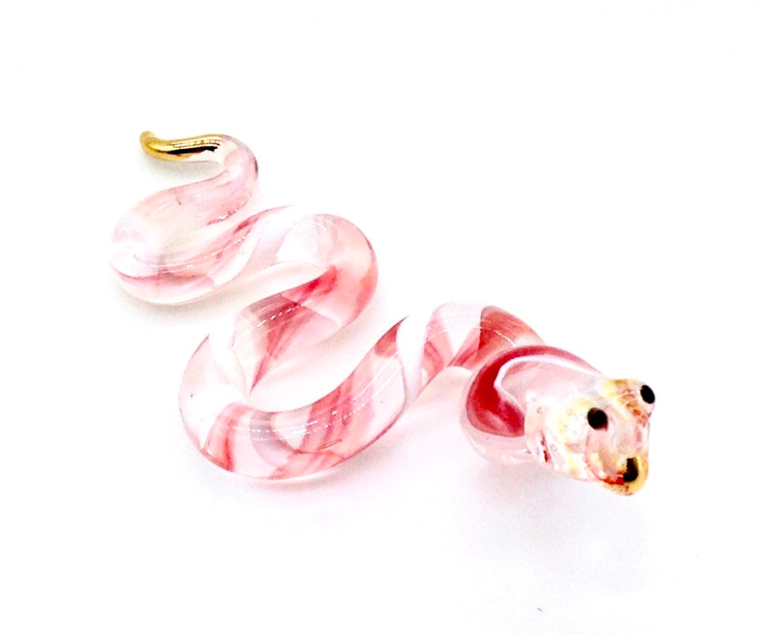 Hand Blown Glass Miniature Snake Viper Reptile Animal Red White Gold ...