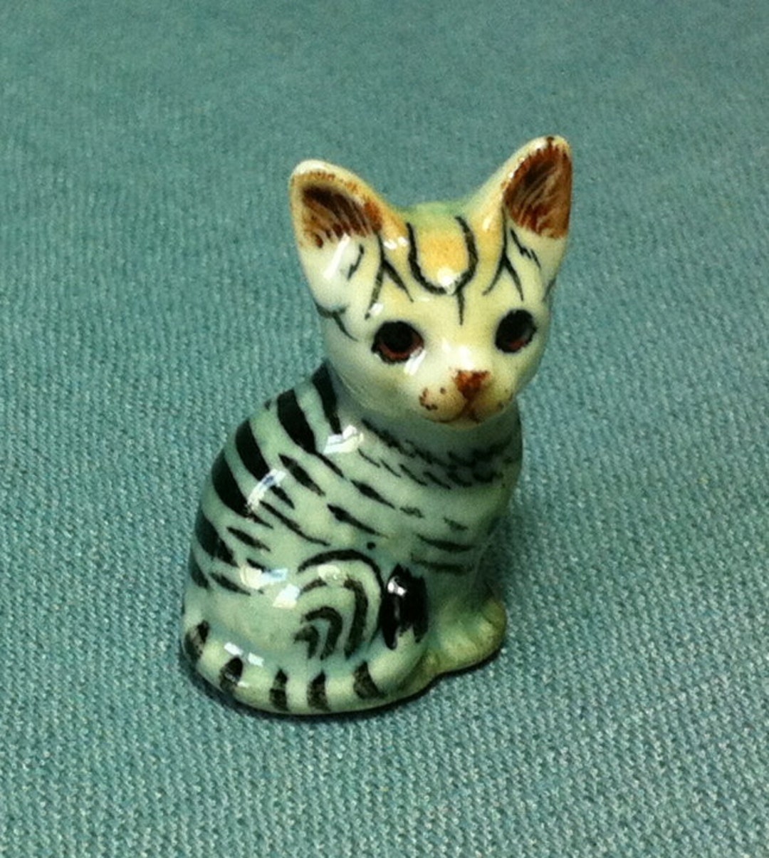 Miniature Ceramic Cat Kitty Kitten Animal Funny Cute Little - Etsy