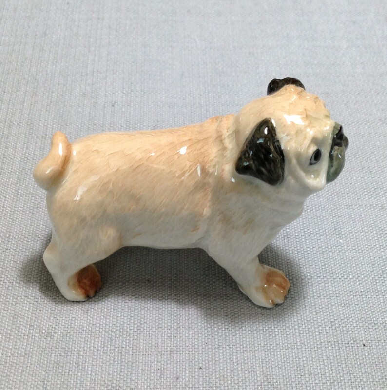 Miniature Ceramic Dog Pug Pet Animal Funny Cute Little Small - Etsy