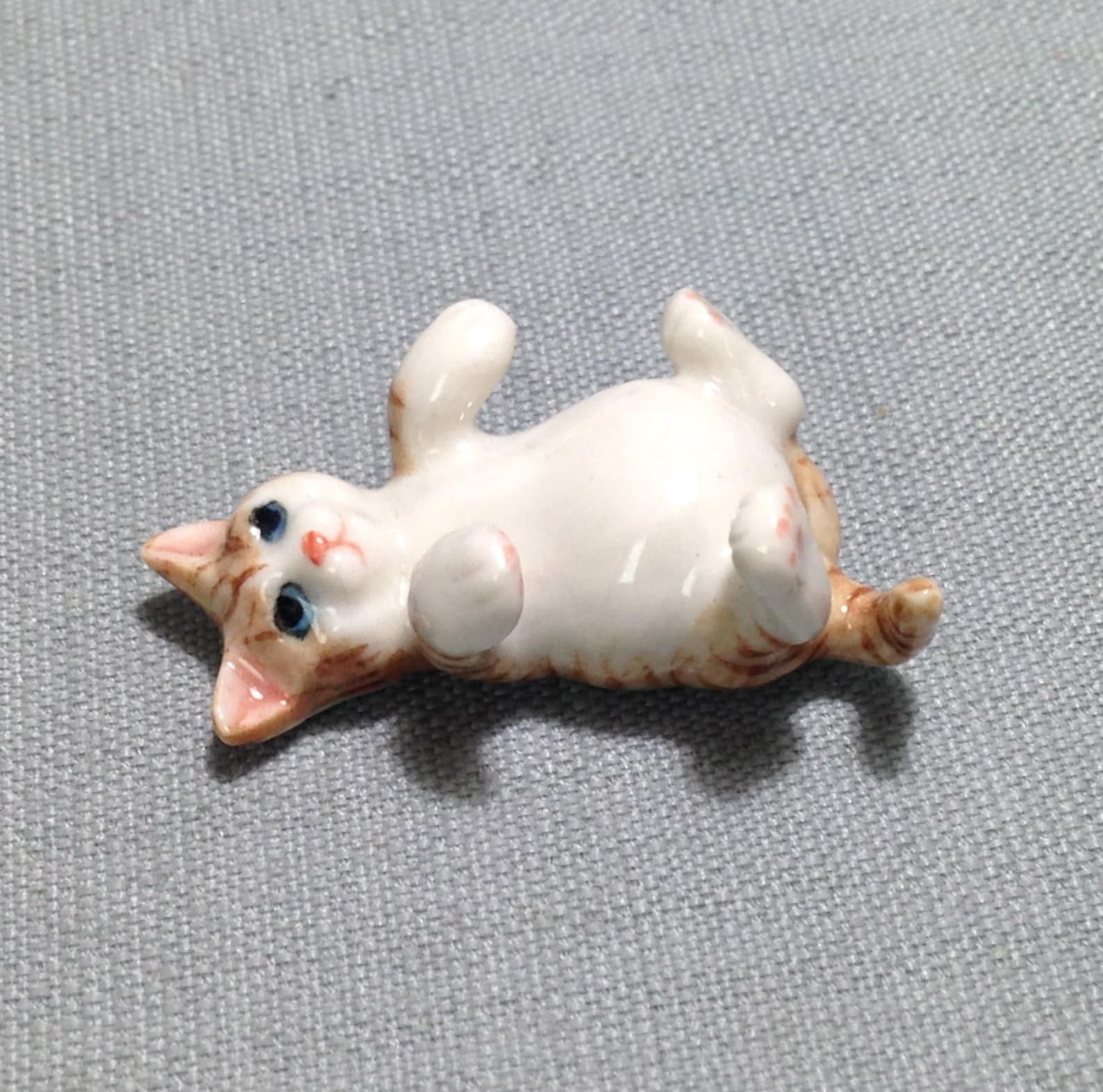 Miniature Ceramic Cat Kitty Playing Animal Cute Little Tiny | Etsy