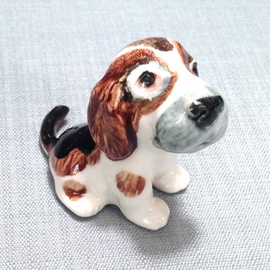Miniature Ceramic Dog Beagle Puppy Sitting Animal Cute Little Brown ...
