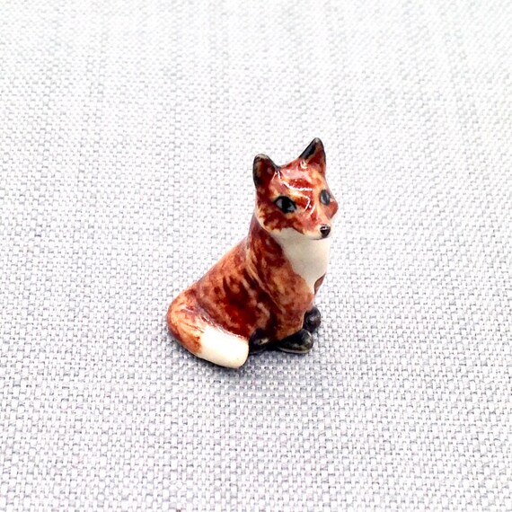Miniature Ceramic Fox Sitting Animal Forest Cute Little Tiny - Etsy