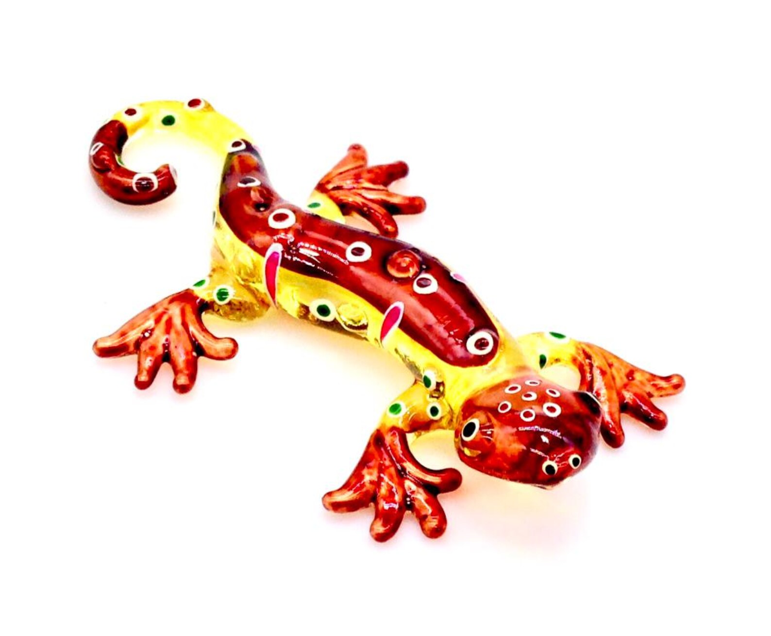 Hand Blown Glass Salamander Lizard Miniature Reptile Animal Brown ...