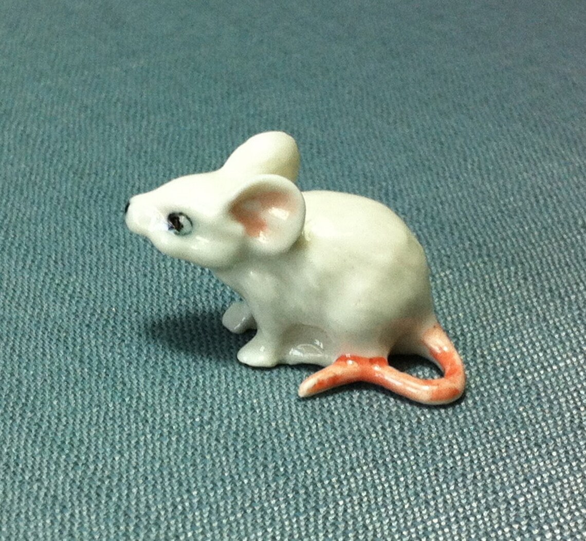 Miniature Ceramic Rat Mouse Sitting Animal Cute Little Tiny | Etsy