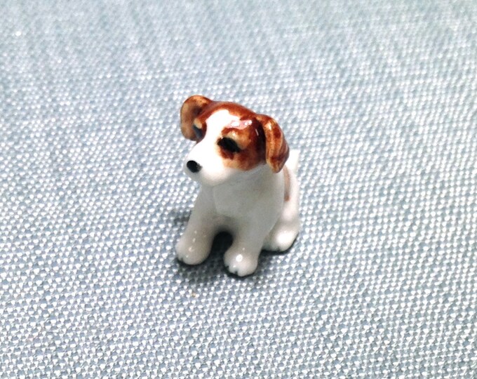 Miniature Ceramic Jack Russel Terrier Dog Mini Animal Little White ...