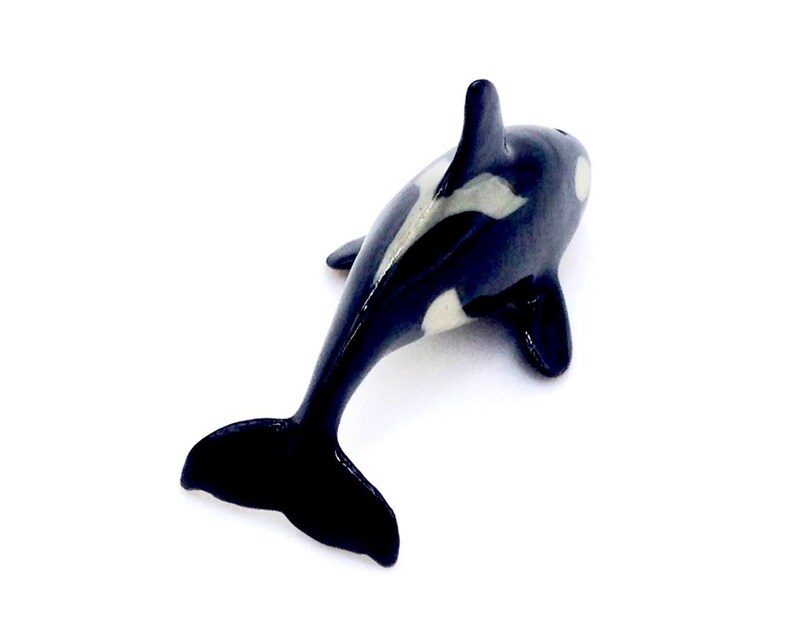 Miniature Ceramic Killer Whale Orca Fish Animal Little Black White ...