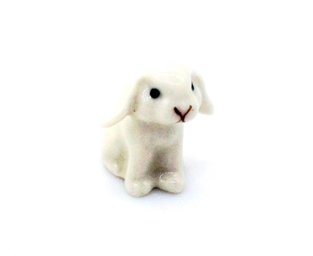Miniature Ceramic Rabbit Bunny Baby Animal Little White Figurine Tiny ...