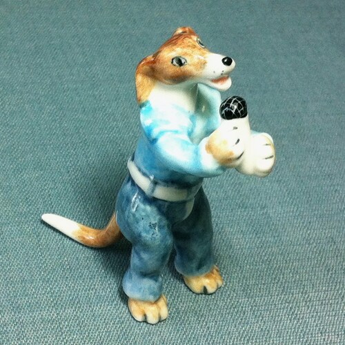 Miniature Ceramic Dog Animal Singer Musician Sing Cute Little - Etsy