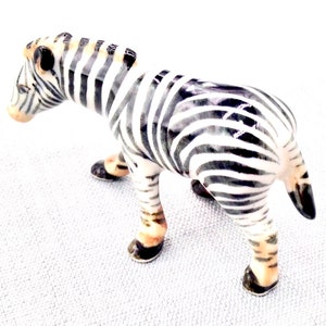 Miniature Ceramic Zebra Stripes Horse Animal Cute Little Black White ...