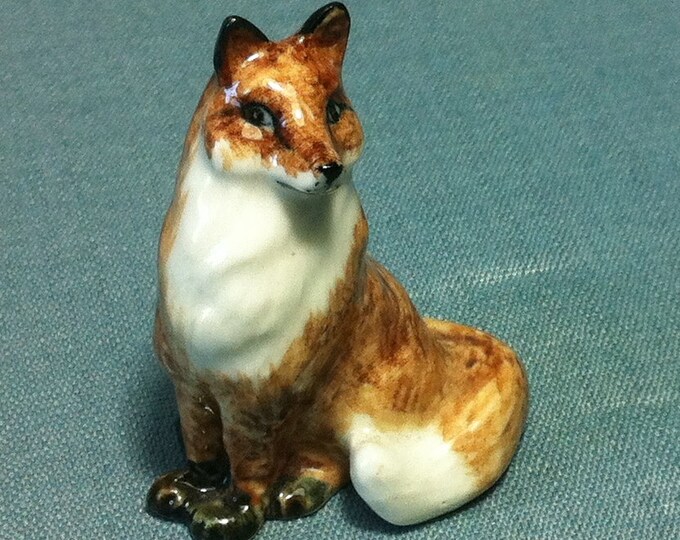 Miniature Ceramic Fox Sitting Animal Forest Cute Little Tiny Small ...